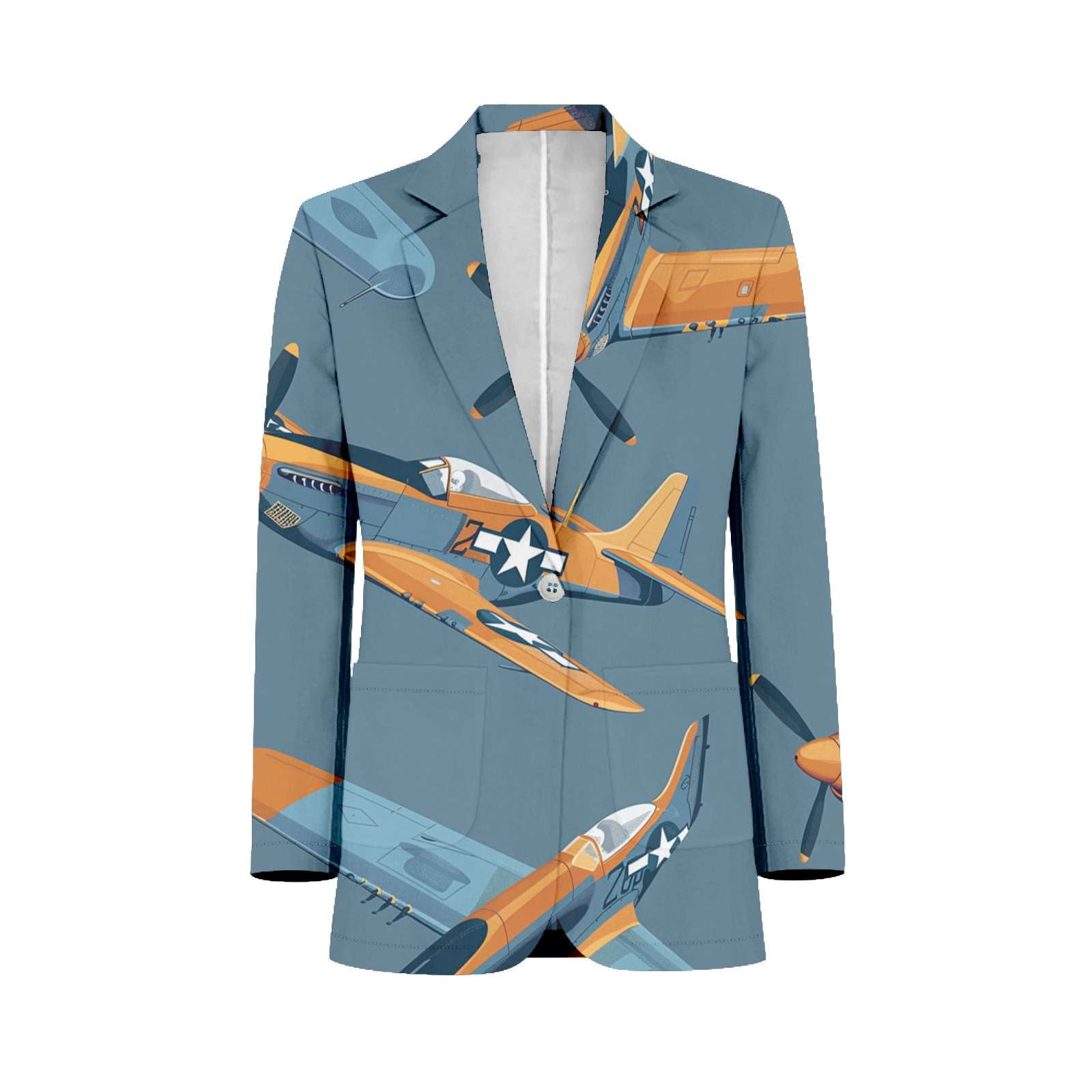 Cloud Airplane Pattern Mens Suits Shawl Collar Slim Fit Suit Mens Groom ...