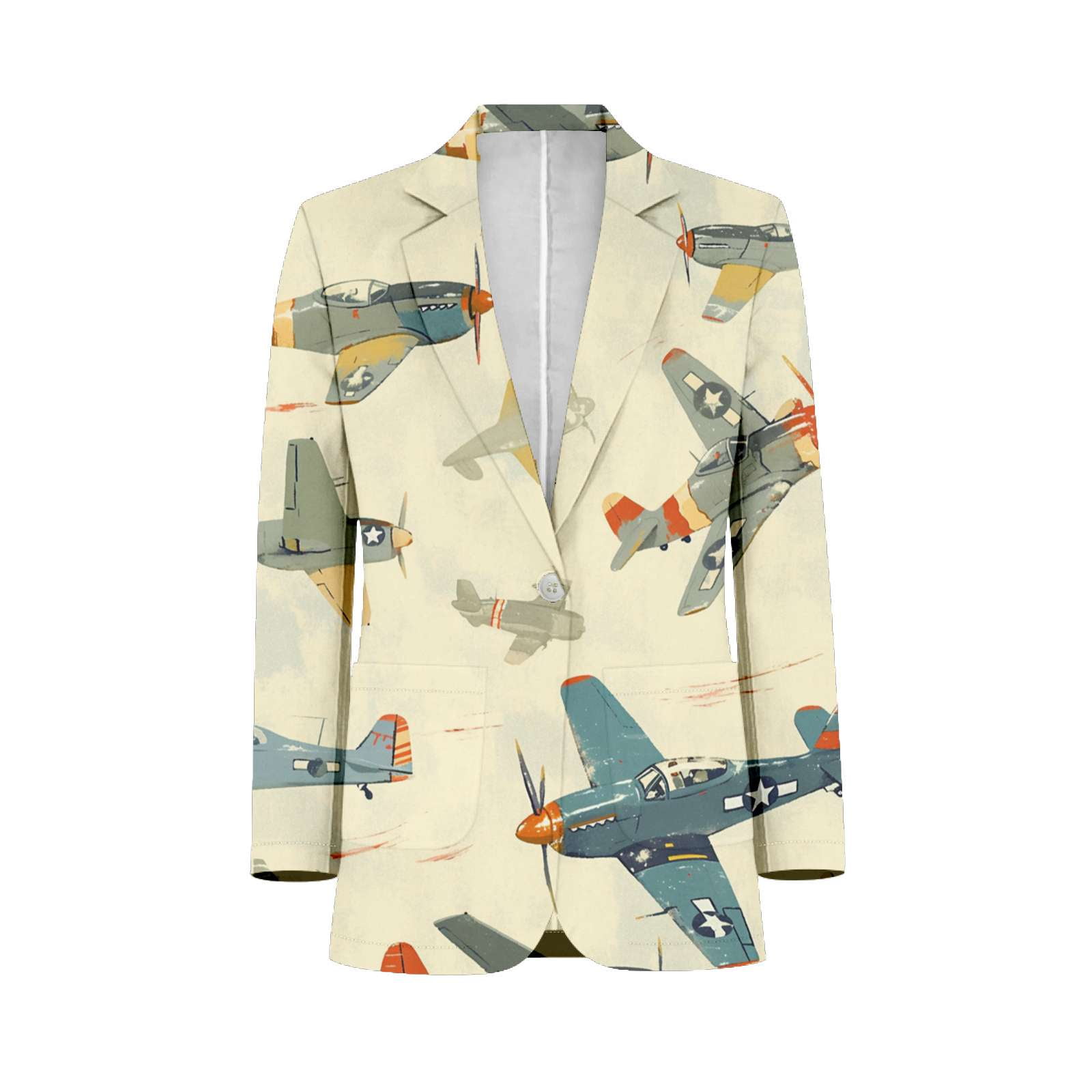 Cloud Airplane Pattern Mens Suits Shawl Collar Slim Fit Suit Mens Groom ...