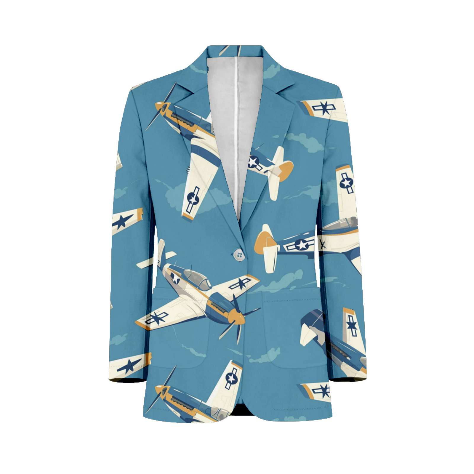 Cloud Airplane Pattern Mens Suits Shawl Collar Slim Fit Suit Mens Groom ...