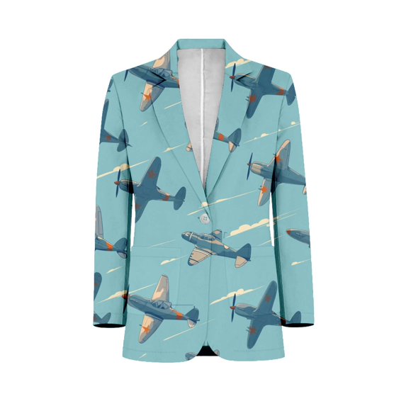 Cloud Airplane Pattern Mens Suits Shawl Collar Slim Fit Suit Mens Groom ...