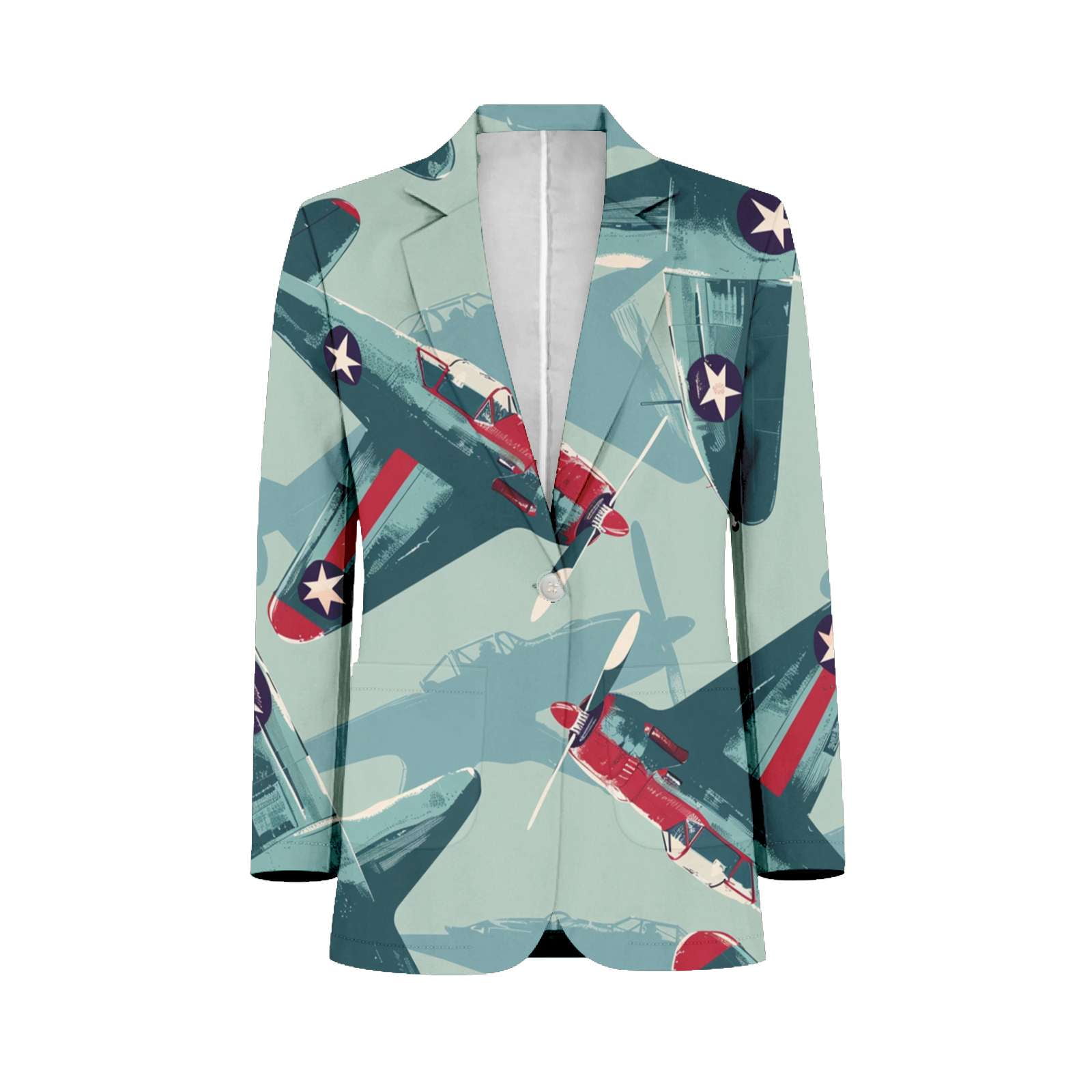 Cloud Airplane Pattern Mens Suits Shawl Collar Slim Fit Suit Mens Groom ...