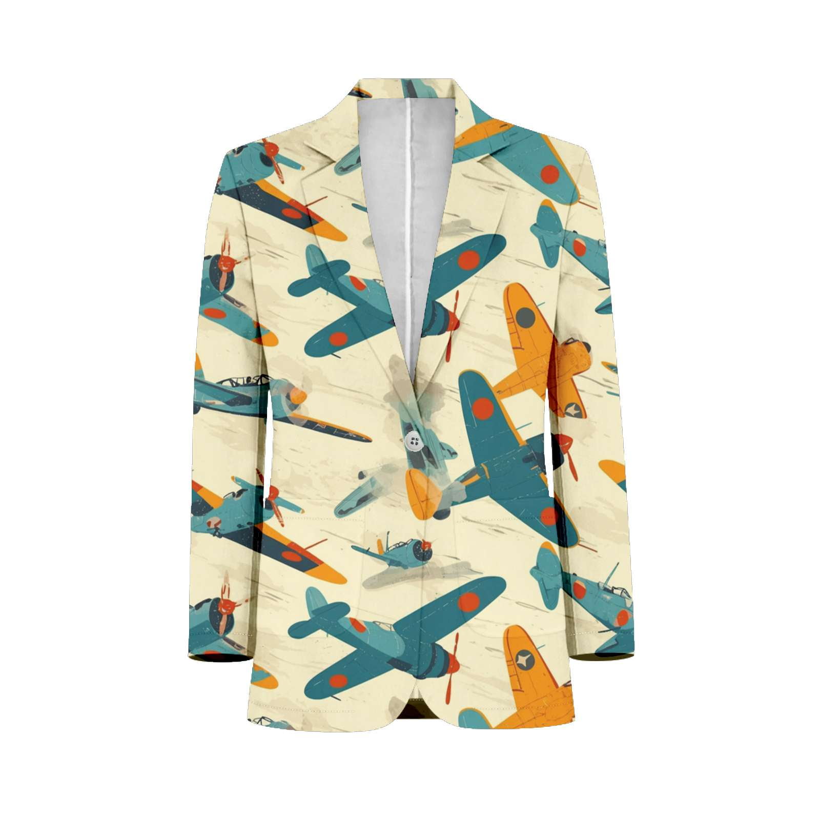Cloud Airplane Pattern Mens Suits Shawl Collar Slim Fit Suit Mens Groom ...