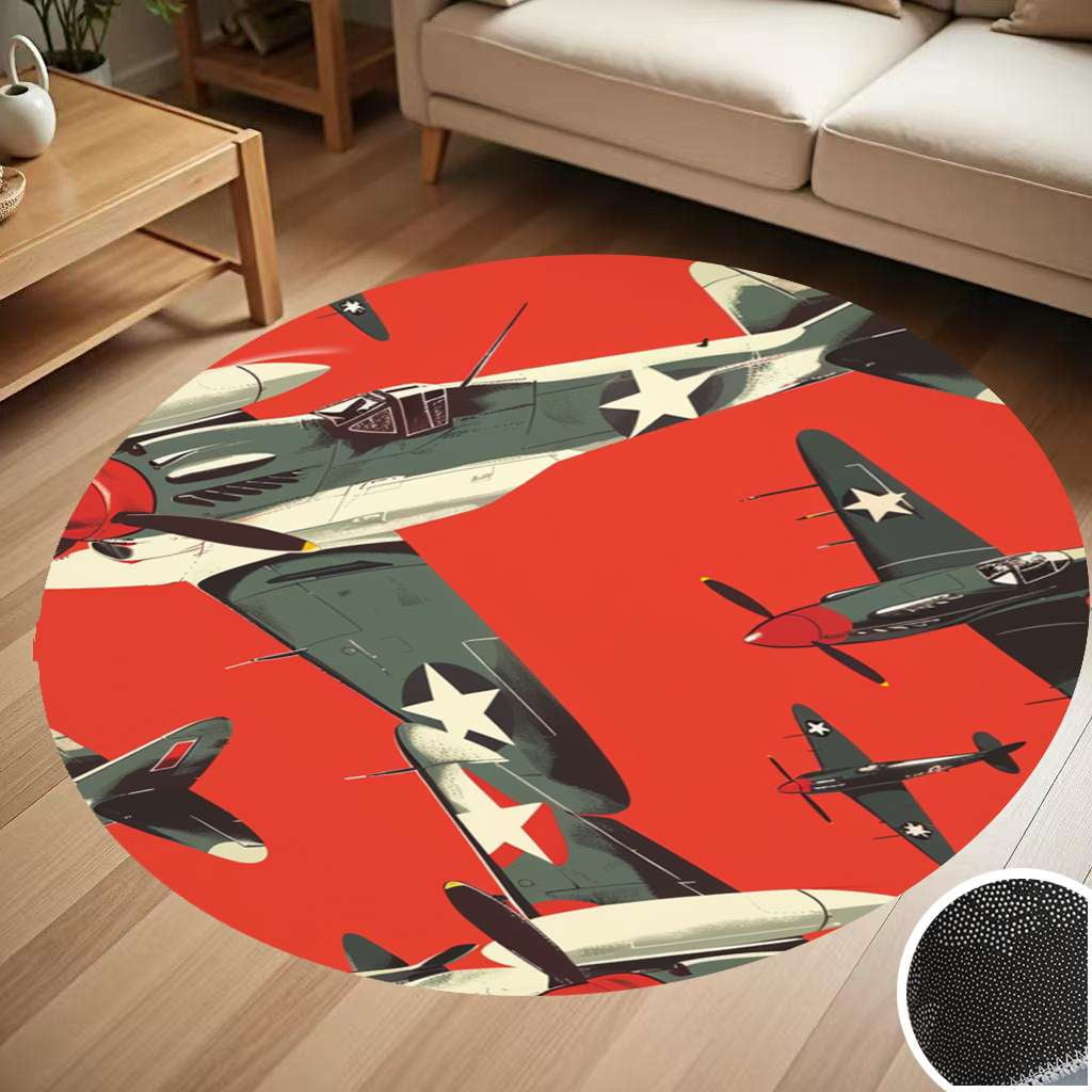 Cloud Airplane Pattern Round Carpet Living Room Bedroom Home Decoration ...