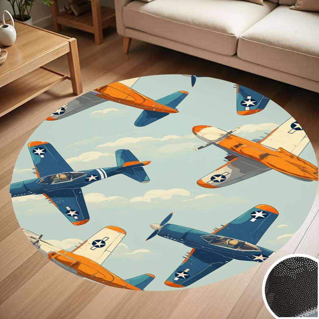 Cloud Airplane Pattern Round Carpet Living Room Bedroom Home Decoration ...