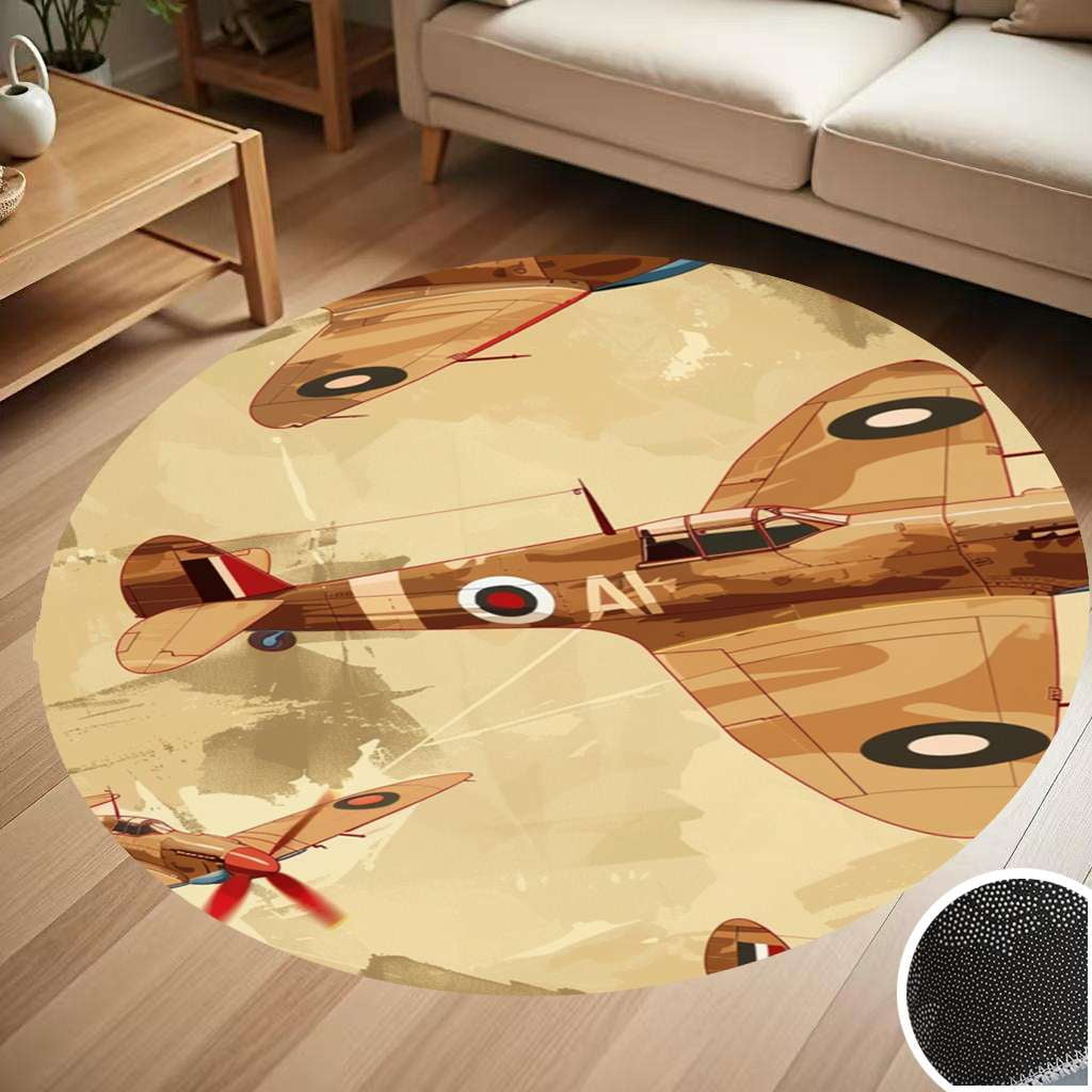 Cloud Airplane Pattern Round Carpet Living Room Bedroom Home Decoration ...