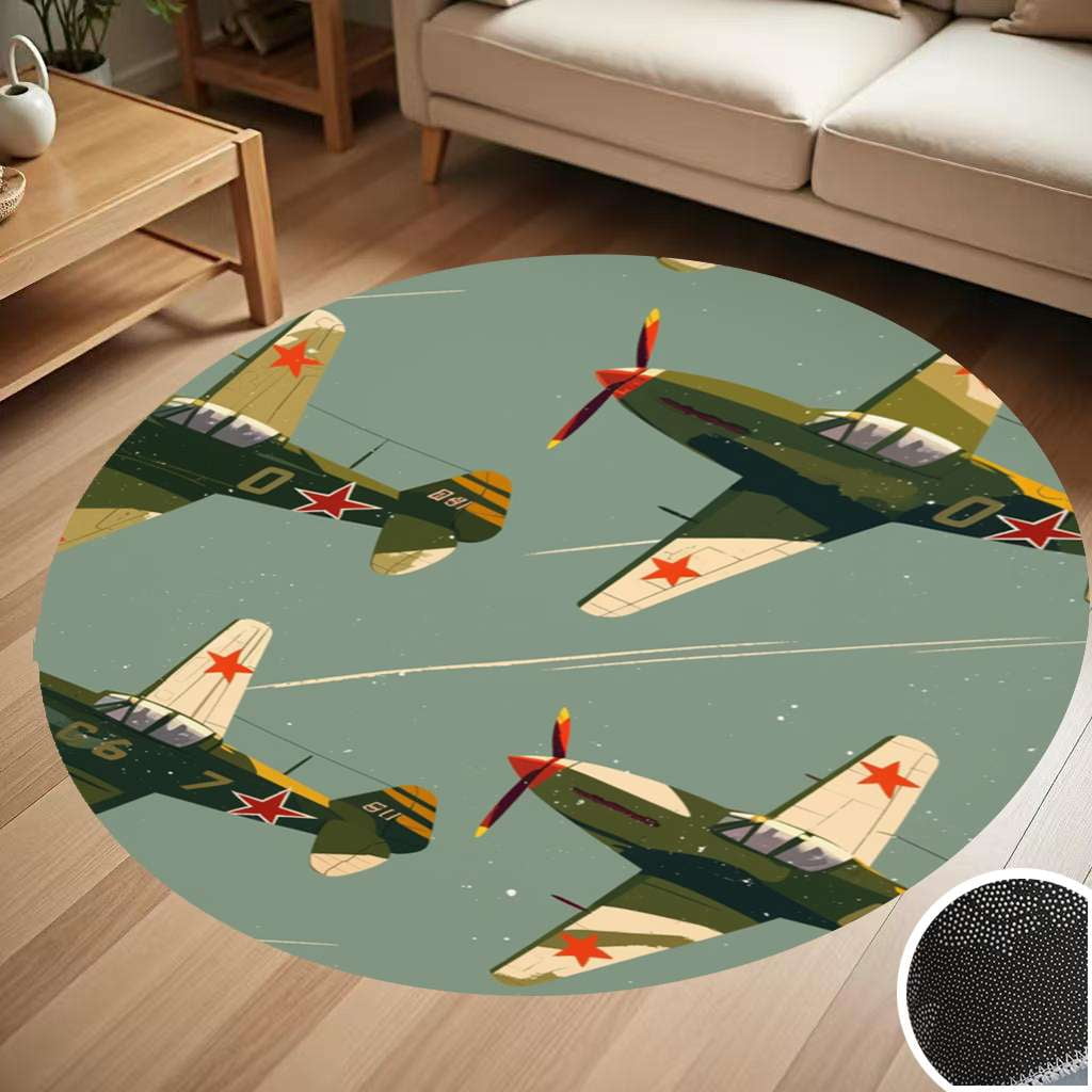 Cloud Airplane Pattern Round Carpet Living Room Bedroom Home Decoration ...