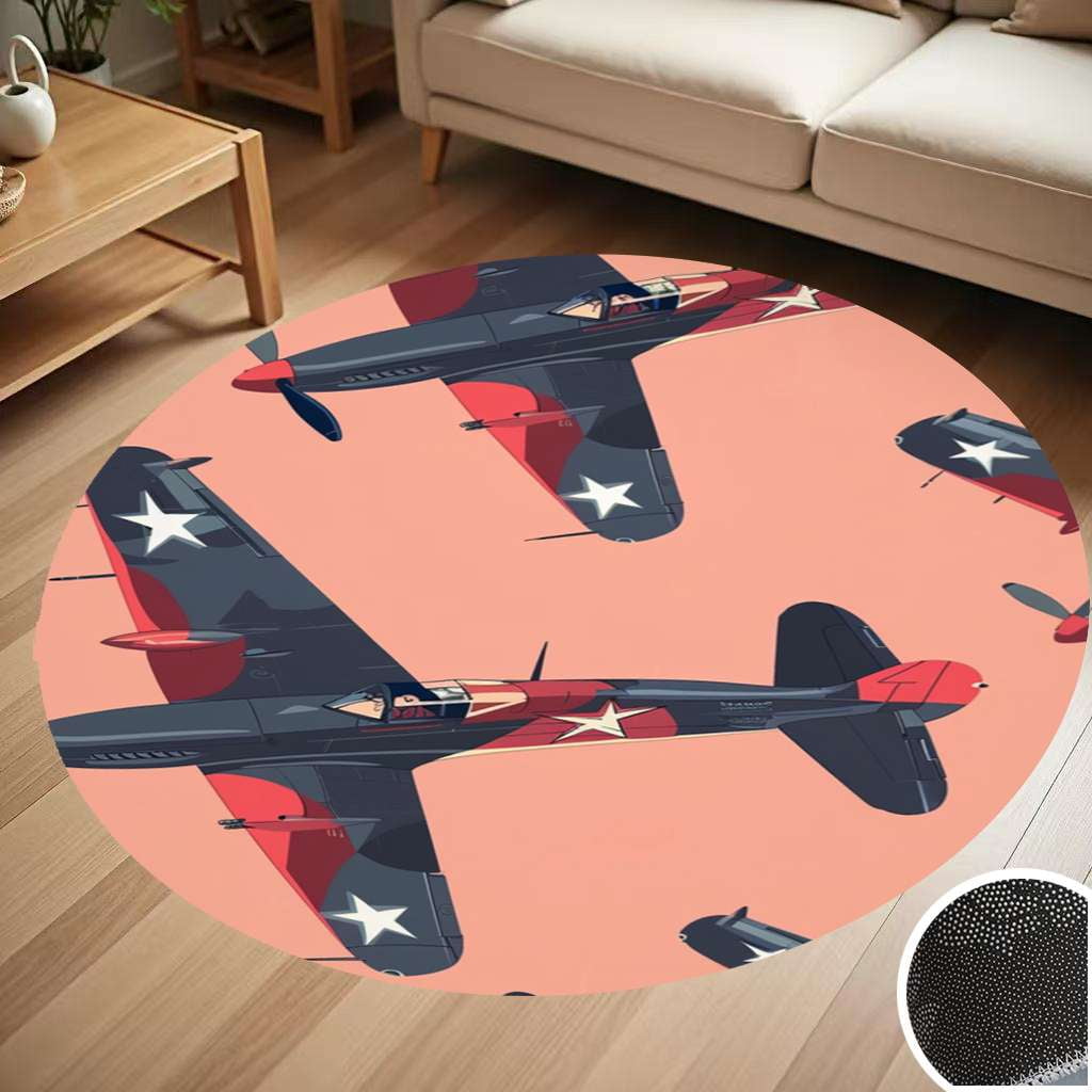 Cloud Airplane Pattern Round Carpet Living Room Bedroom Home Decoration ...