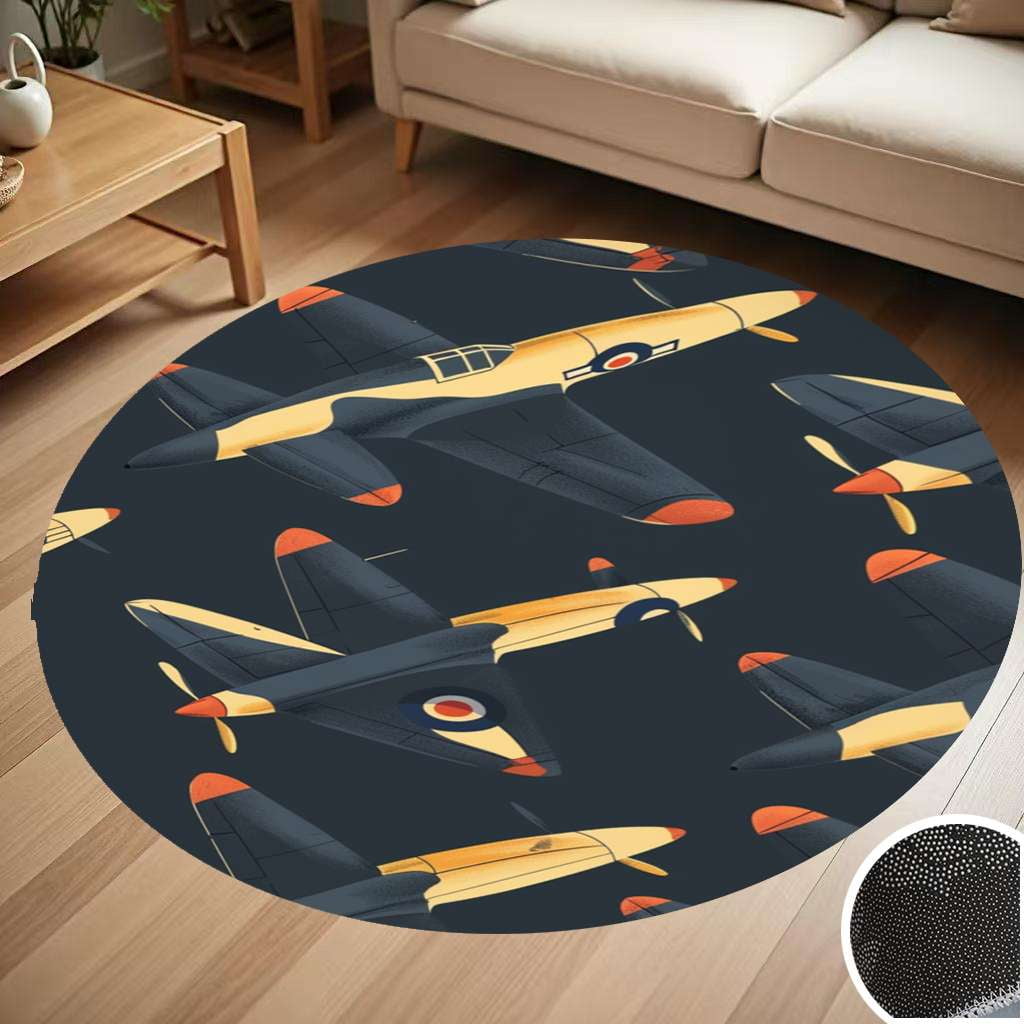 Cloud Airplane Pattern Round Carpet Living Room Bedroom Home Decoration ...