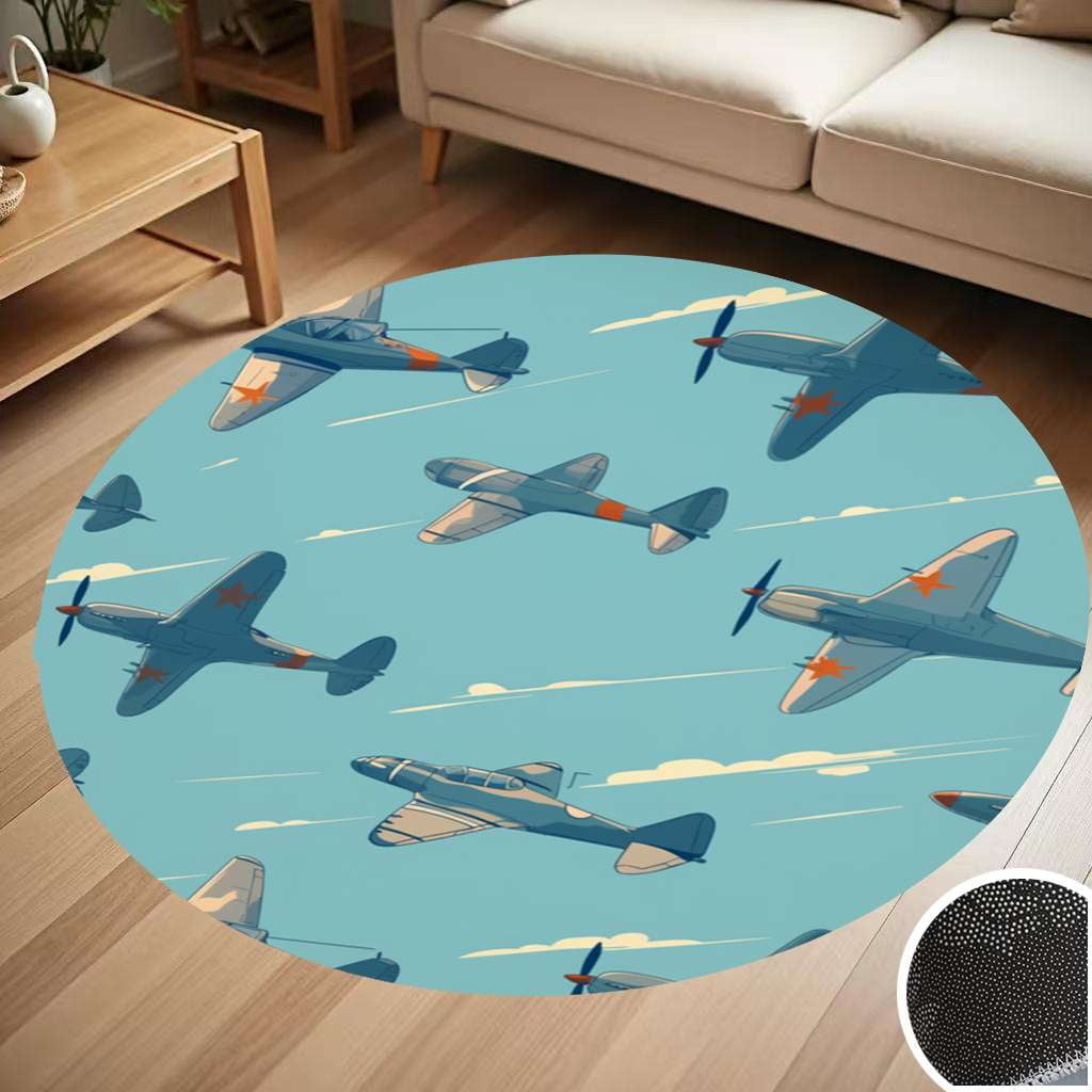 Cloud Airplane Pattern Round Carpet Living Room Bedroom Home Decoration ...