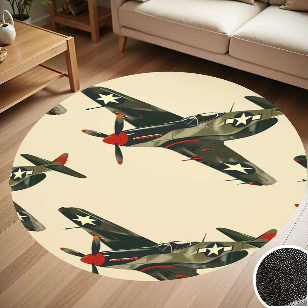 Cloud Airplane Pattern Round Carpet Living Room Bedroom Home Decoration ...