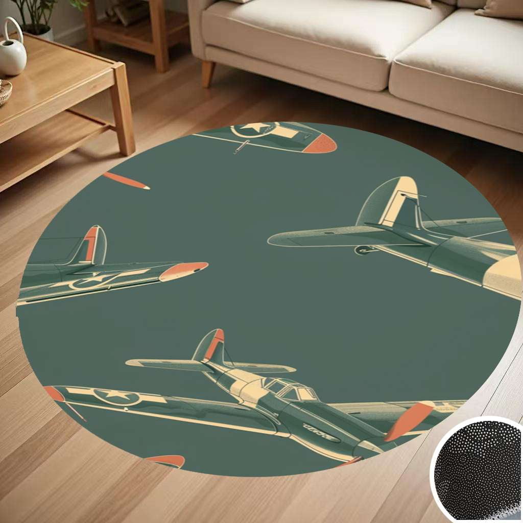 Cloud Airplane Pattern Round Carpet Living Room Bedroom Home Decoration ...