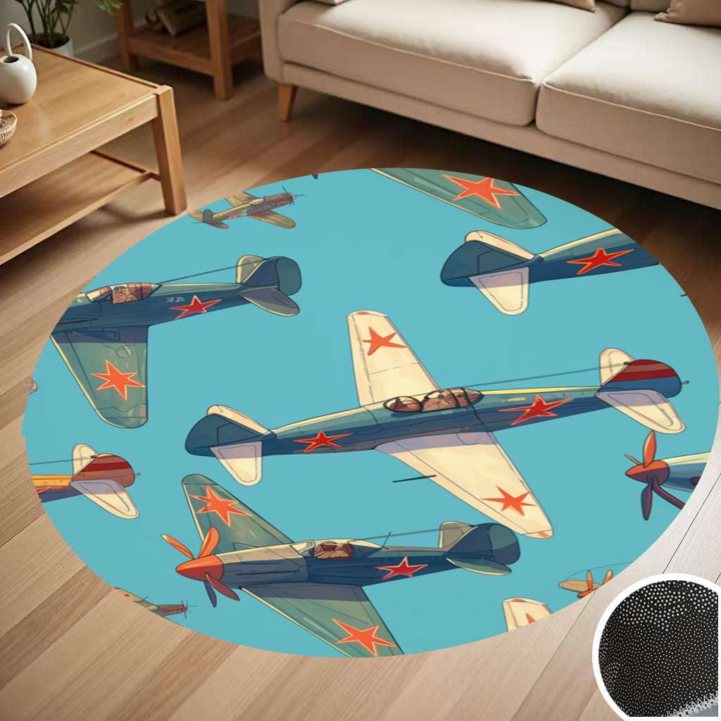 Cloud Airplane Pattern Round Carpet Living Room Bedroom Home Decoration ...
