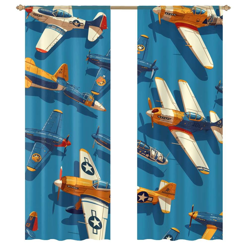 Cloud Airplane Pattern Sheer Voile Curtain Window Tulle Curtains For ...