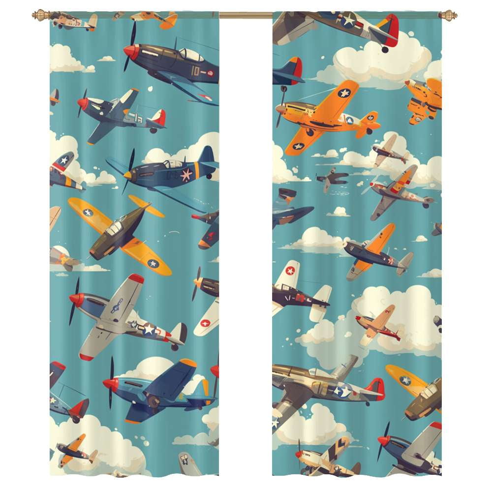 Cloud Airplane Pattern Tulle Curtains For Living Room Chiffon Sheer ...