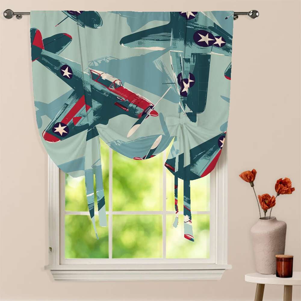 Cloud Airplane Pattern Window Curtain for Living Room Roman Curtain ...