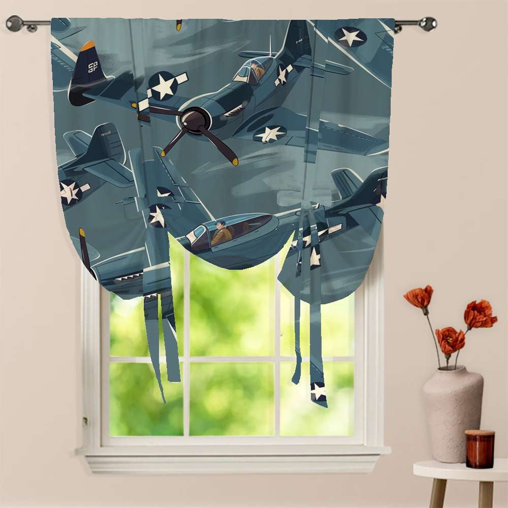 Cloud Airplane Pattern Window Curtain for Living Room Roman Curtain ...