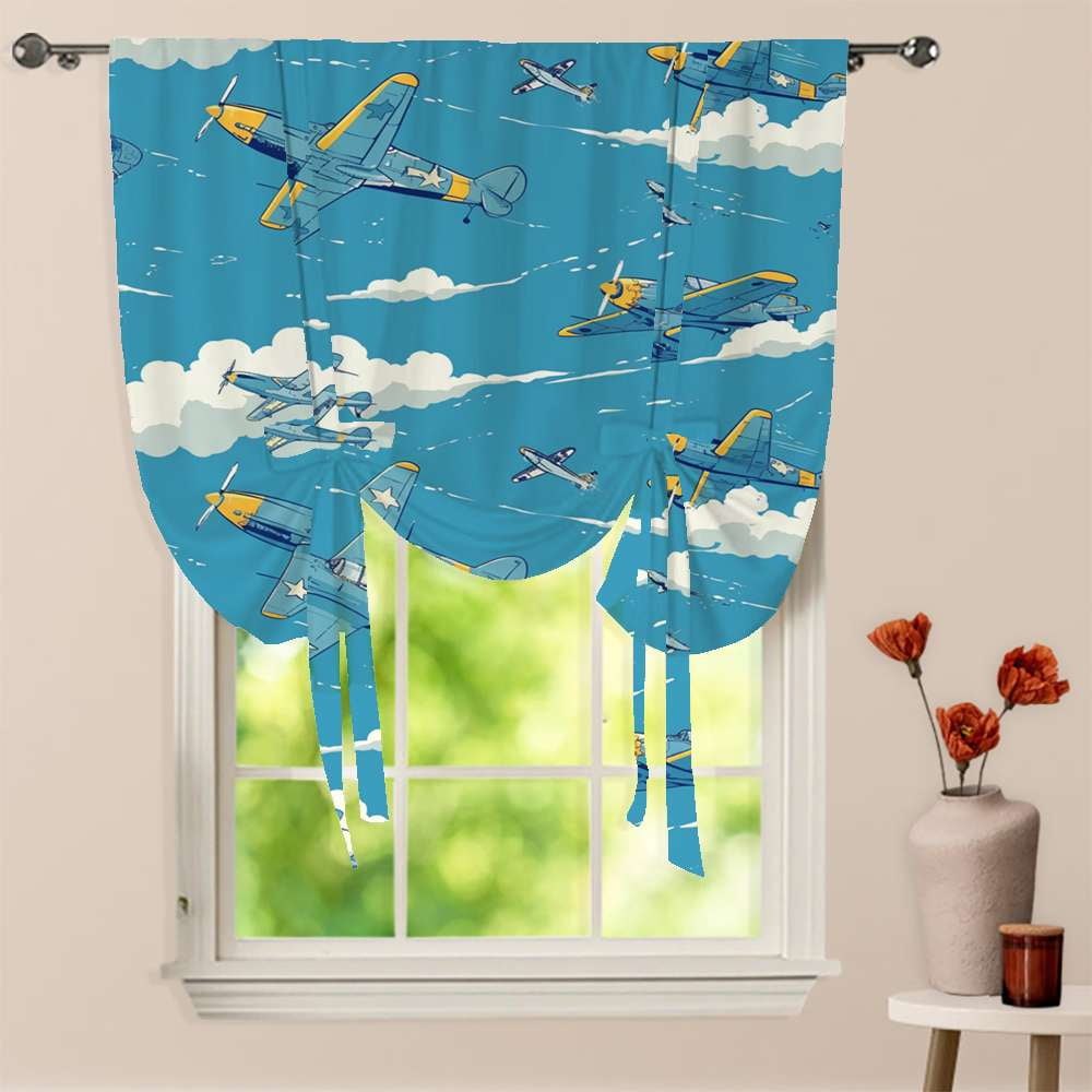 Cloud Airplane Pattern Window Curtain for Living Room Roman Curtain ...