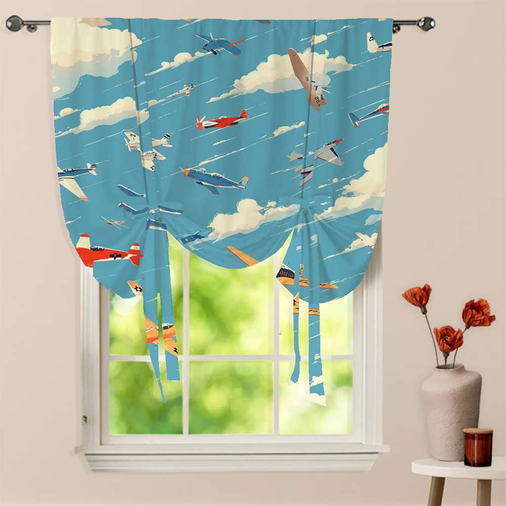 Cloud Airplane Pattern Window Curtain for Living Room Roman Curtain ...