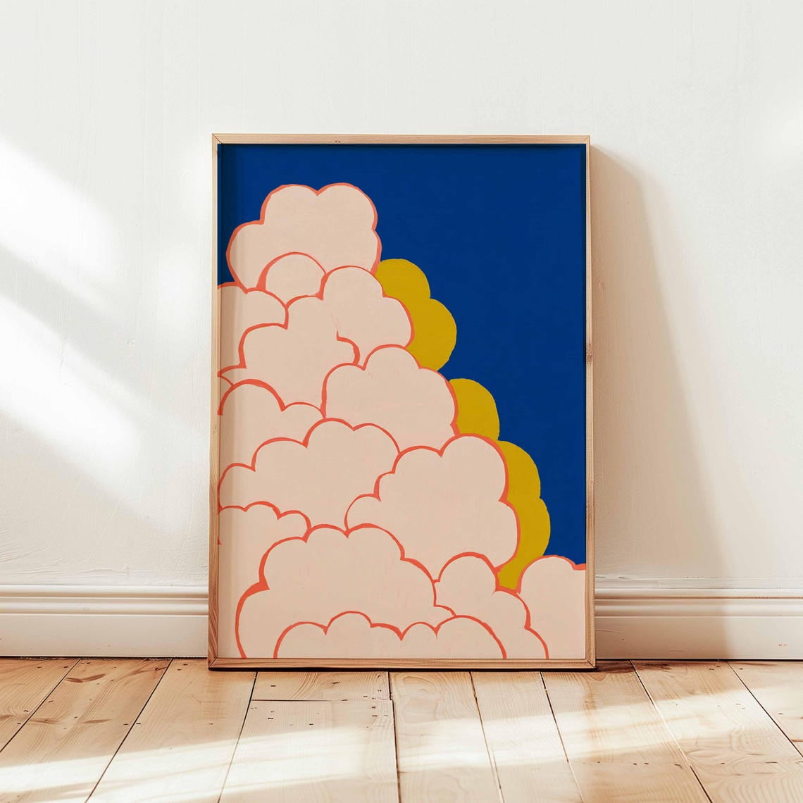 Cloud Art Mid Century Modern Pink and Orange Poster Sky Wall Decor ...