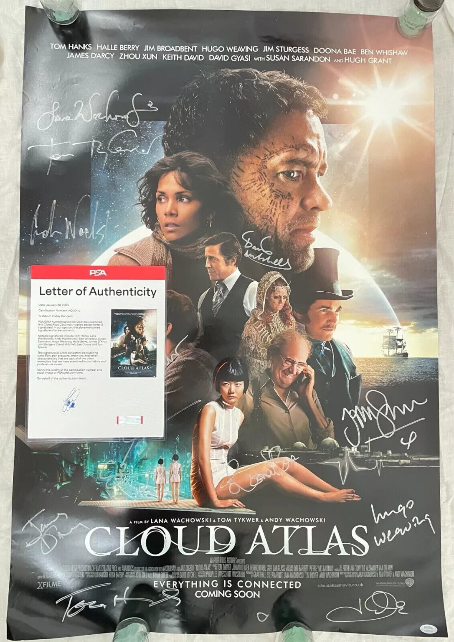 Cloud Atlas Cast Signed 27x40 Movie Poster 12 Sigs Tom Hanks Lana ...