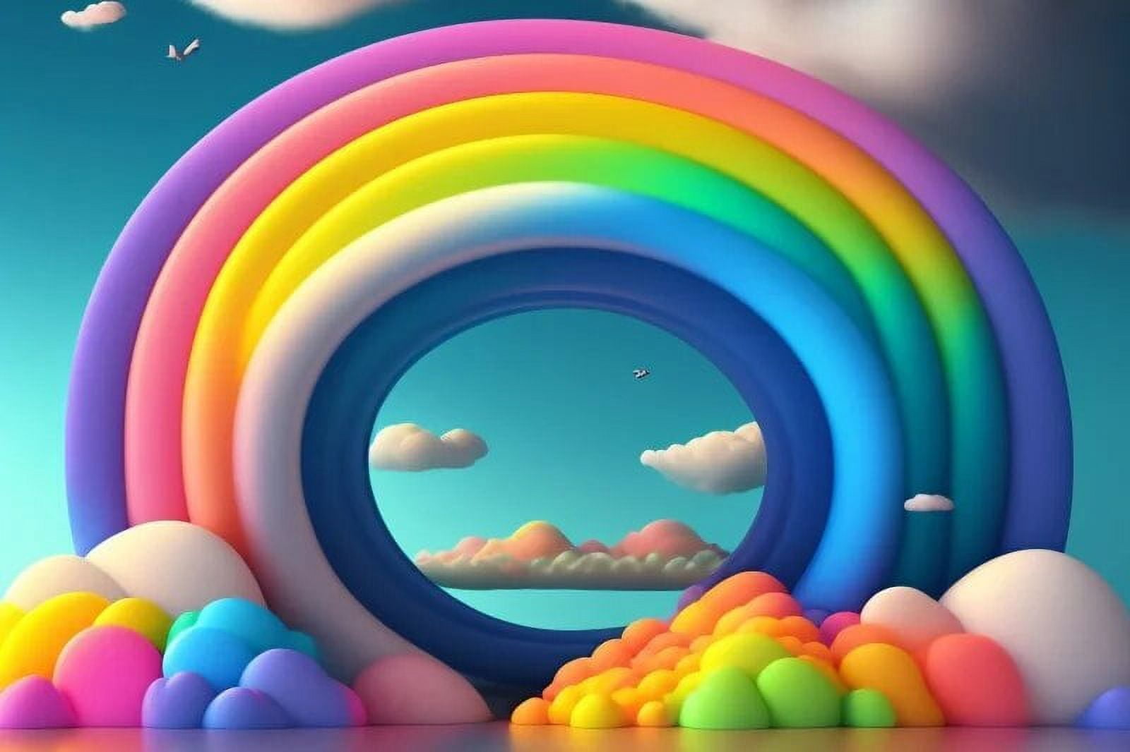 Cloud Backdrop Colorful Moon Stars Children Birthday Baby Shower ...