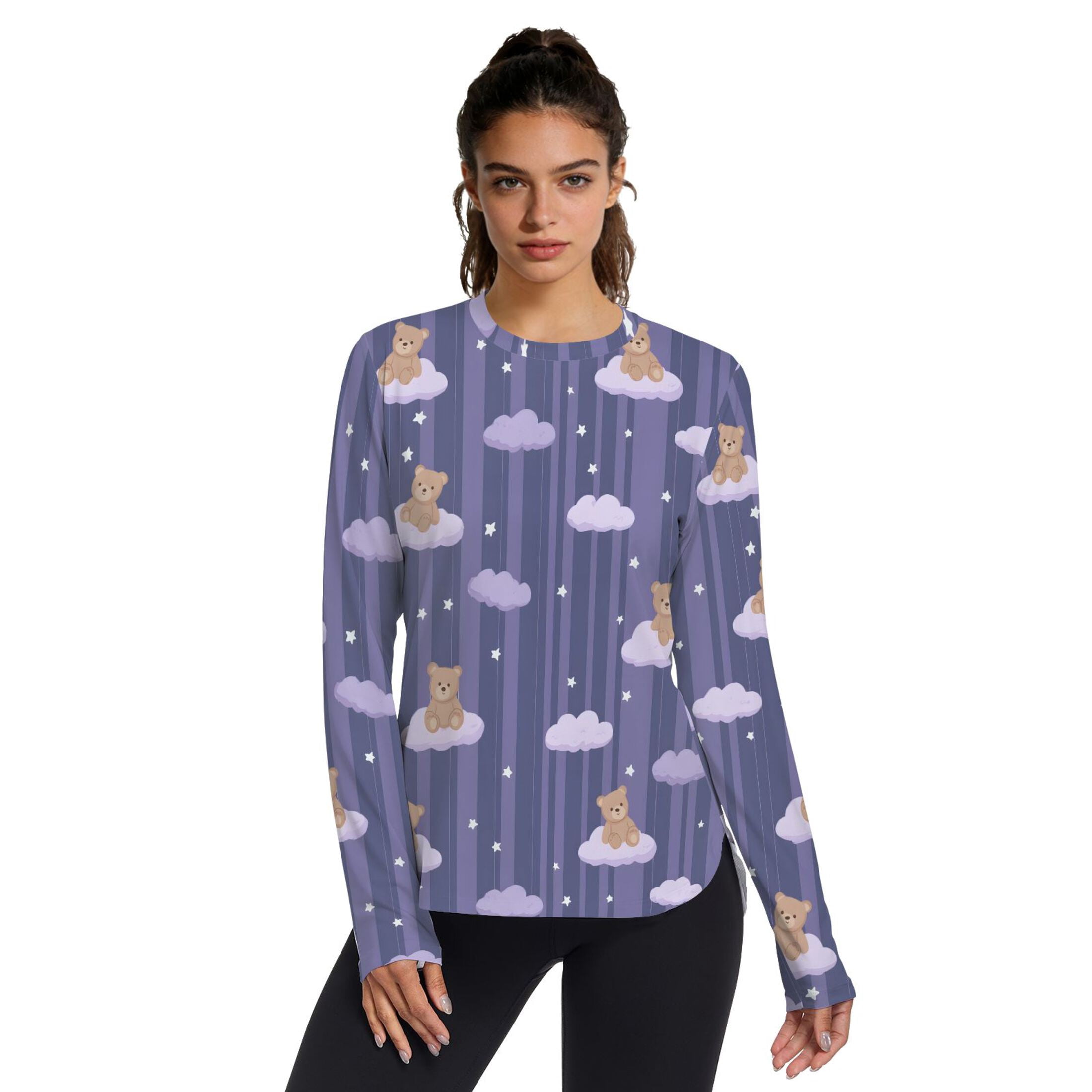 Cloud Bear Pattern Women's Activewear UPF 50+ Sun Protection Shirt ...