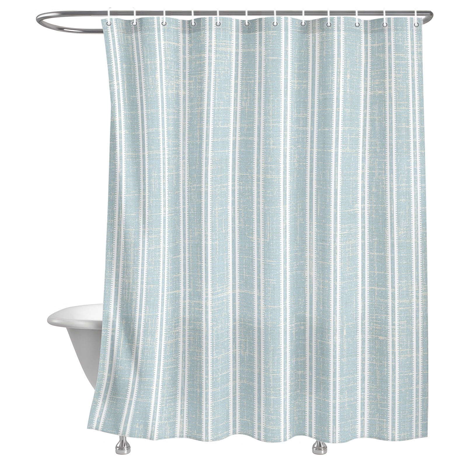 Cloud Blue White Stripes Shower Curtain, Modern Blue Verticals Lines ...