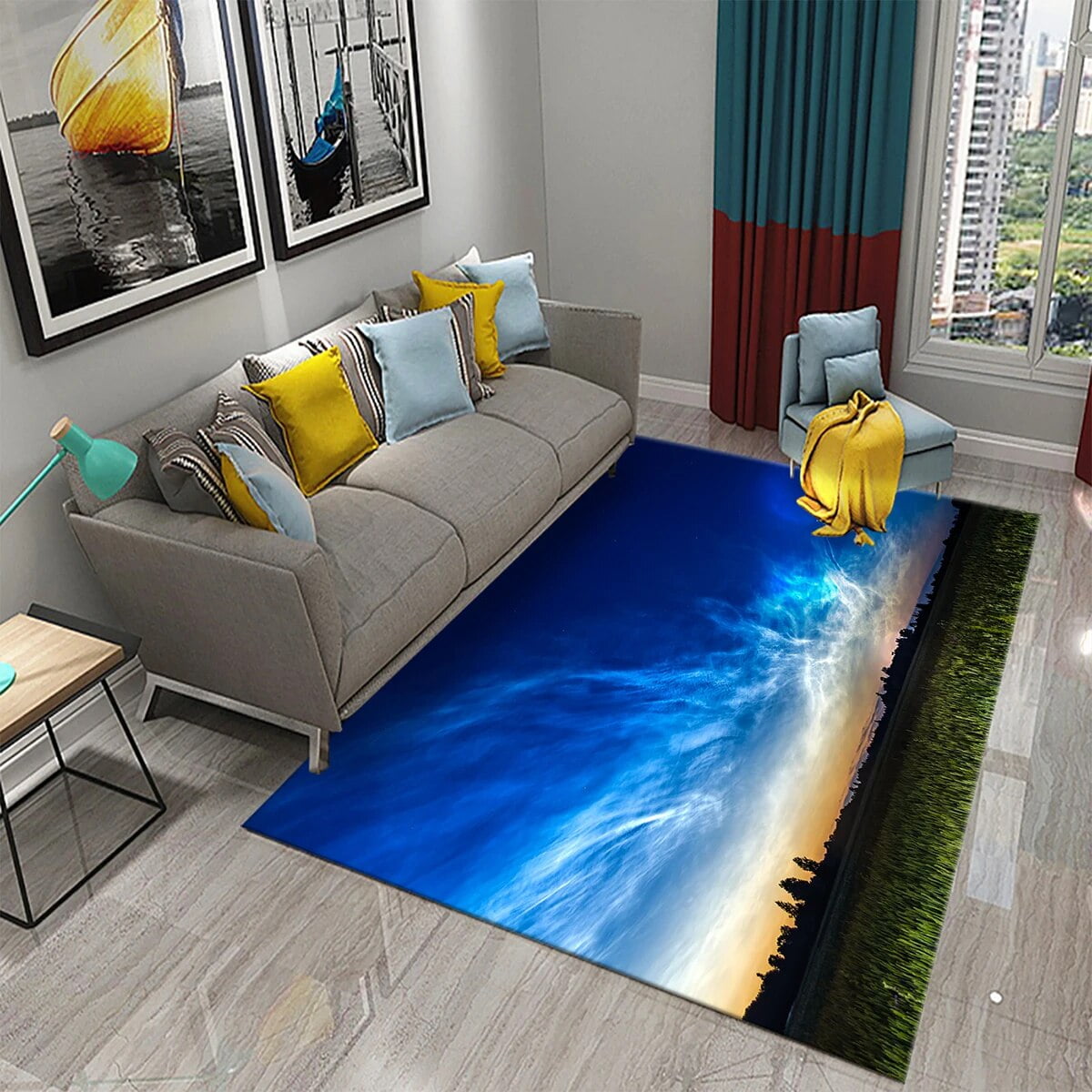 Cloud Carpet Blue Sky White Clouds Rugs Doormat Anti Slip Floor Carpet ...