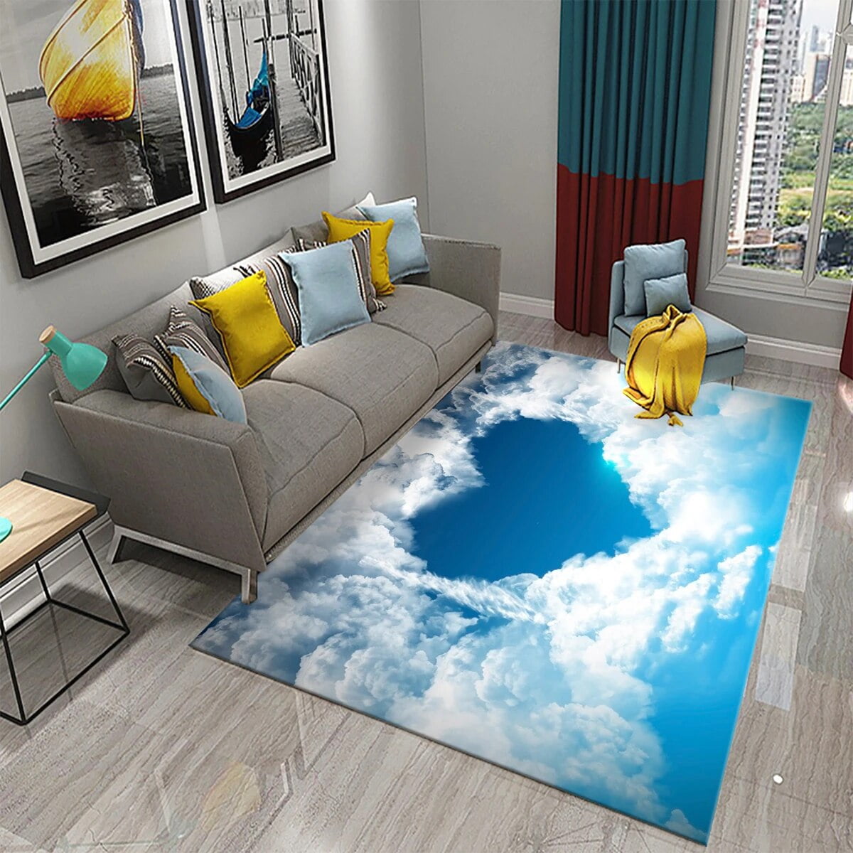 Cloud Carpet Blue Sky White Clouds Rugs Doormat Anti Slip Floor Carpet ...