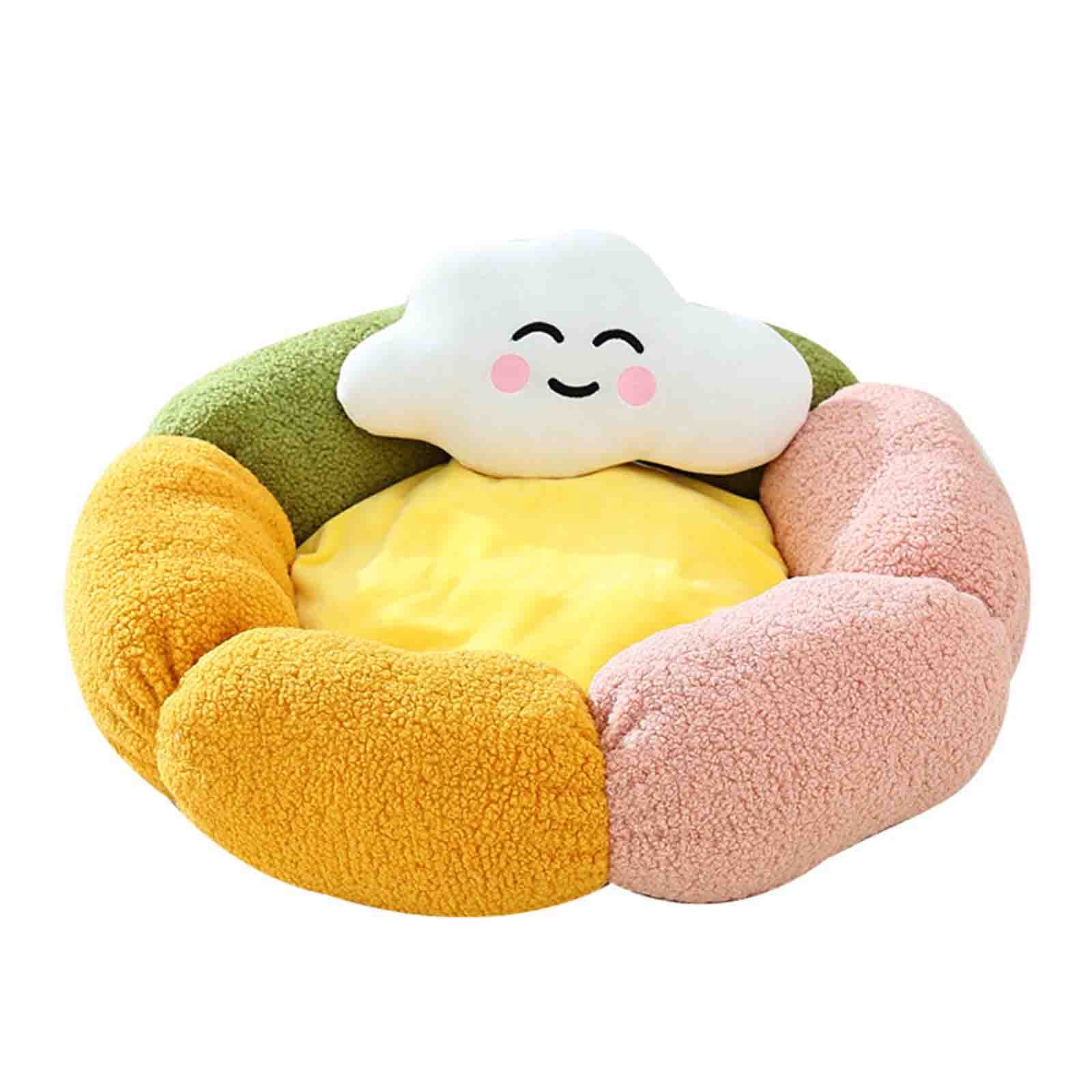 Cloud Cat Bed With Flower Petal Cover Winter Warm Small Dog Bed Pillow ...