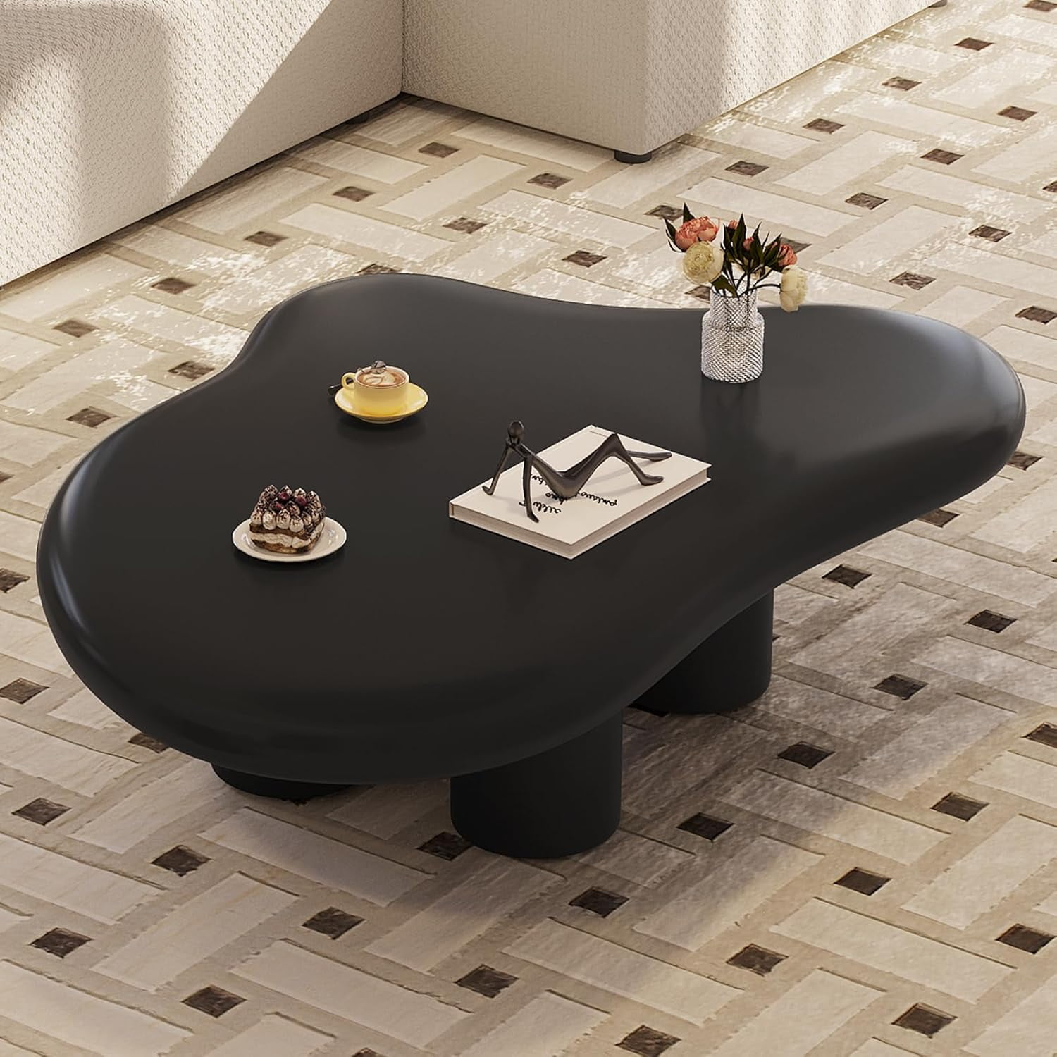 Cloud Coffee Table with 18.89" Legs, Cute Coffee Tables, Black Modern ...