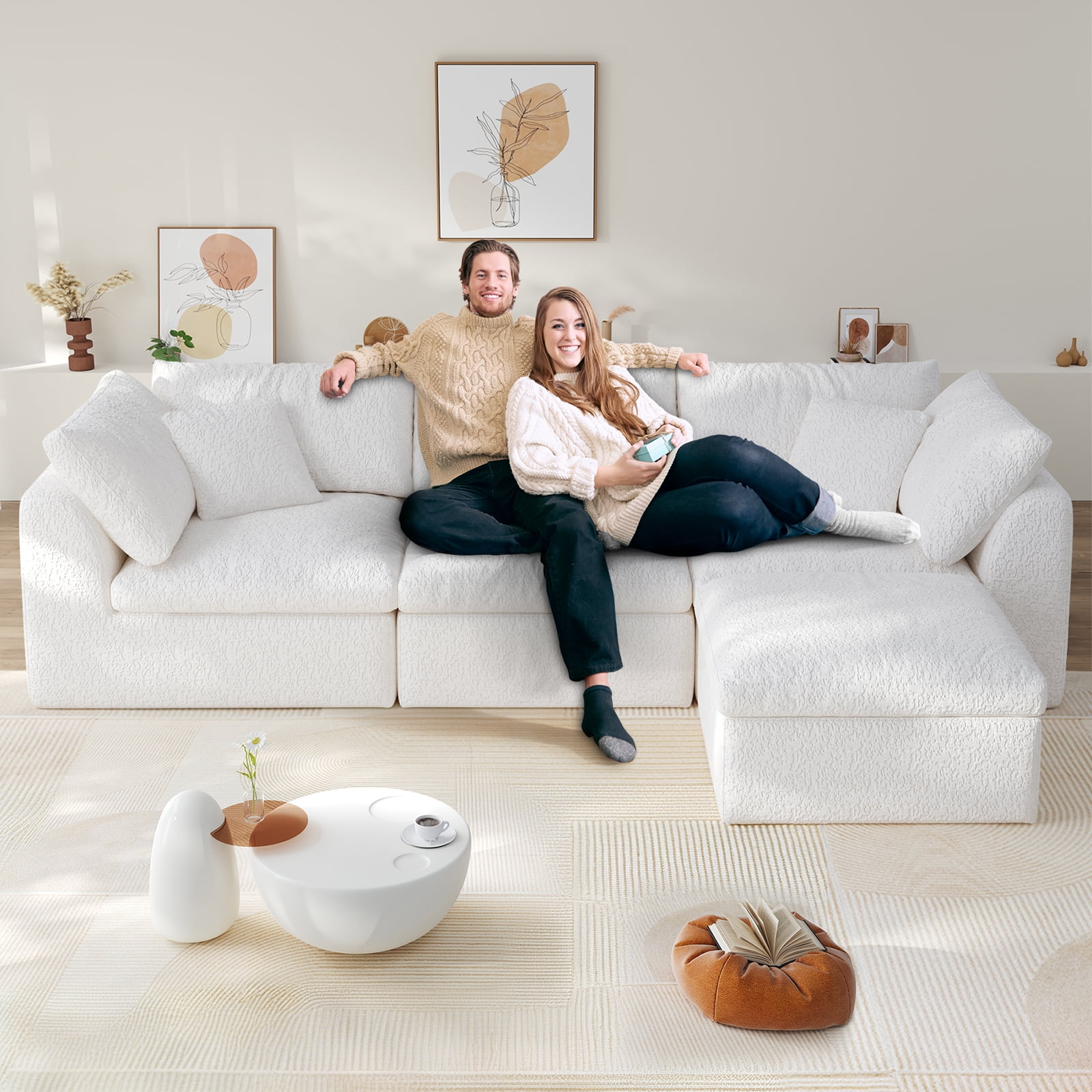 Cloud Couch – Boneless Modular Sectional Sofa with Ottoman, Oversized ...