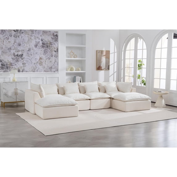 Cloud Couch Oversized Modular Sectional Sofa with 2 Ottomans, Slow ...