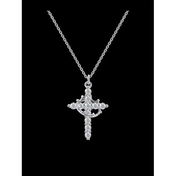 Cloud Crown Cross Necklace for Women - 14K Gold Plated Diamond Pendant ...