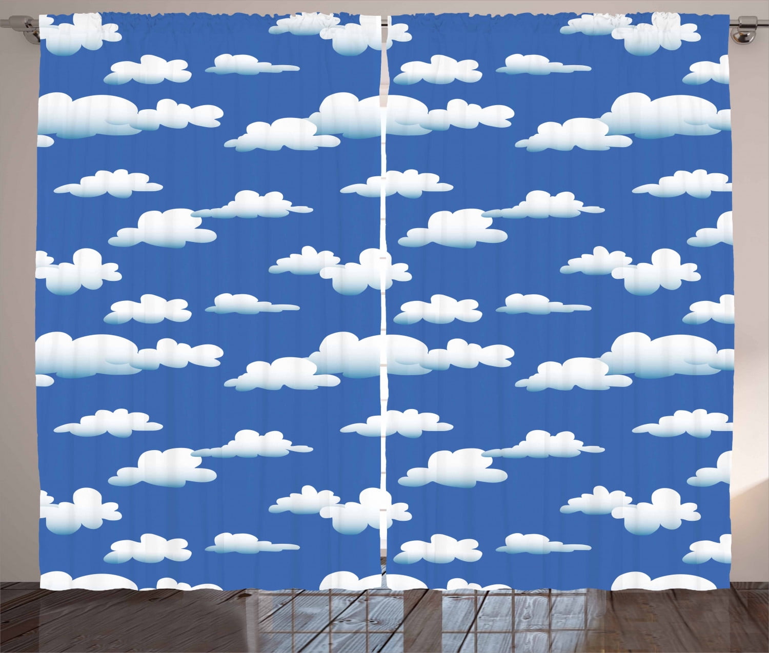 Ambesonne Cloud Curtains 2 Panel Set, Computer Drawn Clouds, 108" x 108 ...