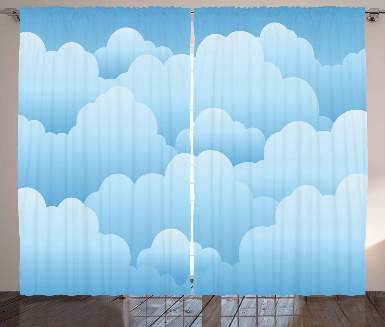 Ambesonne Cloud Curtains 2 Panel Set, Lamellar Look of Cumulus, 108" x ...