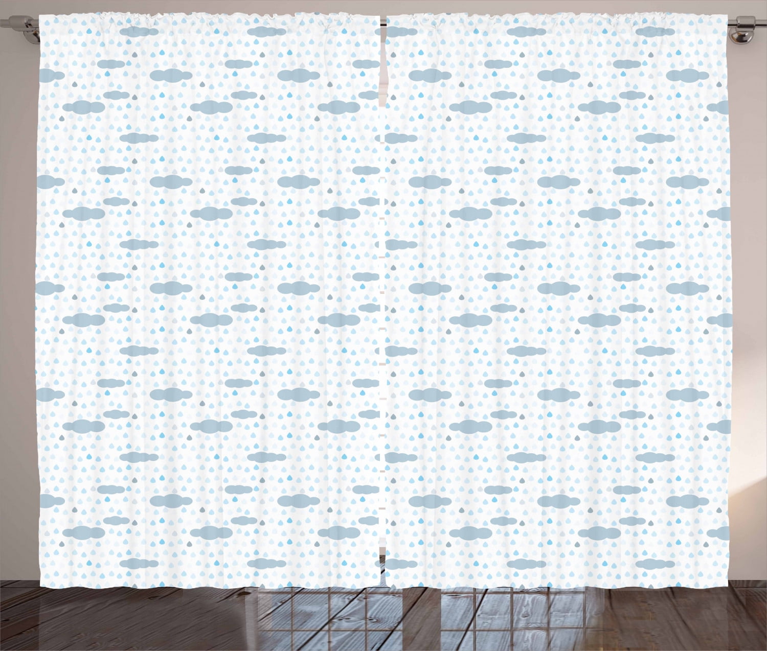 Ambesonne Cloud Curtains 2 Panel Set, Rain Drops and Droplets, 108" x ...