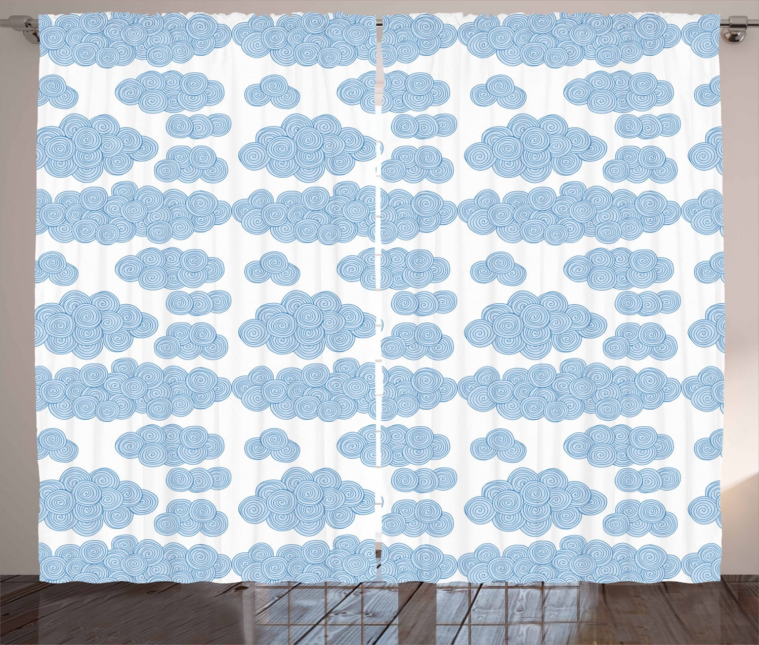 Ambesonne Cloud Curtains 2 Panel Set, Spiral Crooked Lines, 108" x 63 ...