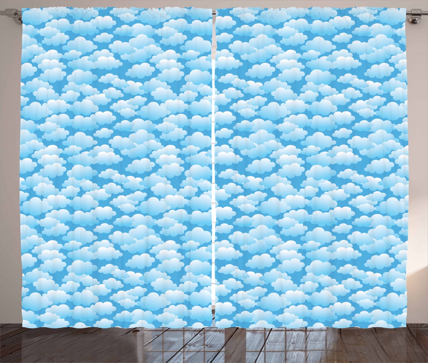 Cloud Curtains 2 Panels Set, Puffy Balls Inspired Floating Cumulus ...