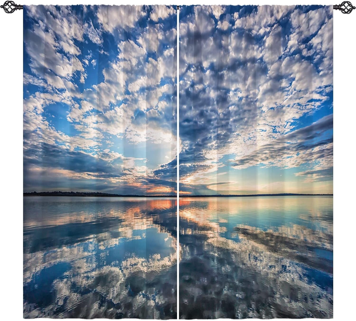 Cloud Curtains Nature Landscape Theme Window Drapes with Sunset Cloud ...