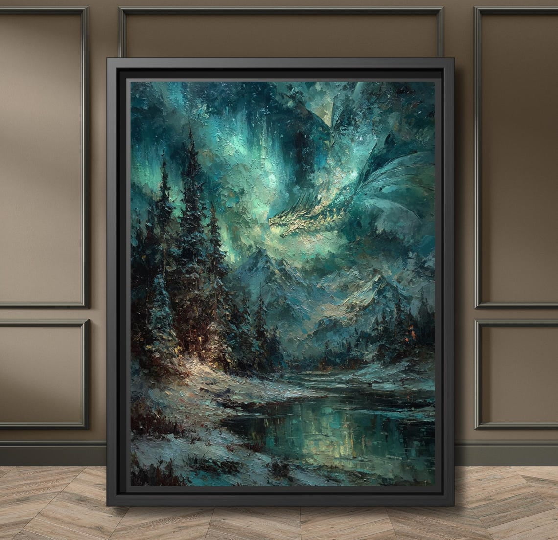 Cloud Dragon Wall Art Poster Northern Lights Mystical Aurora Borealis ...