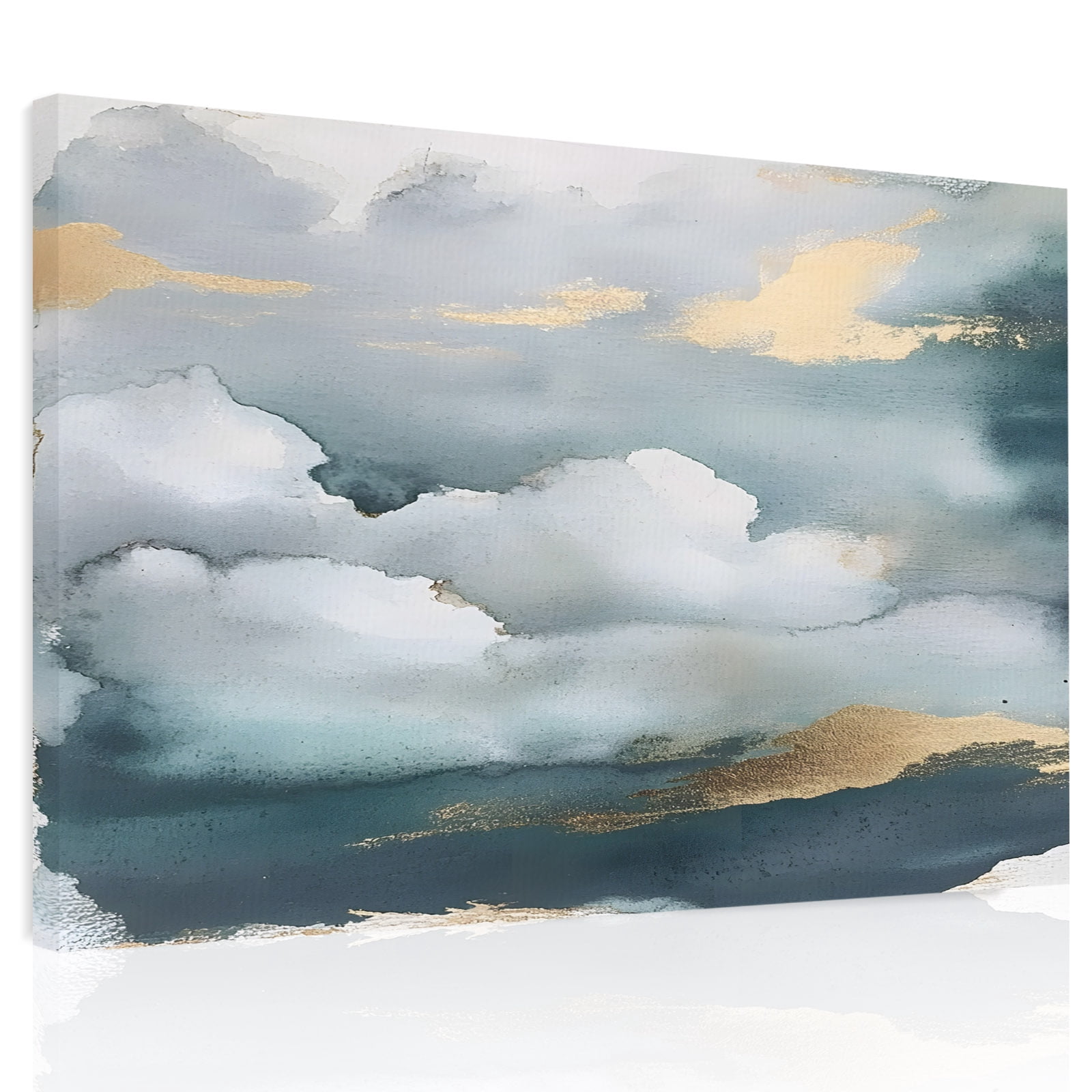 Cloud Effect Canvas Print Wall Art, Modern Watercolor Marble Texture ...