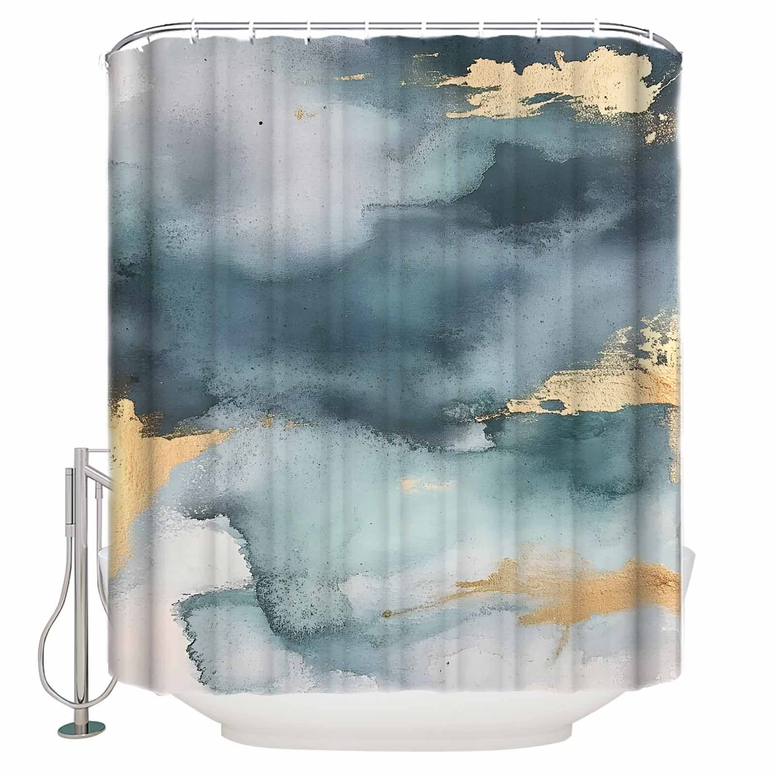 Cloud Effect Shower Curtain Set ，Waterproof Fabric Shower Curtains ...