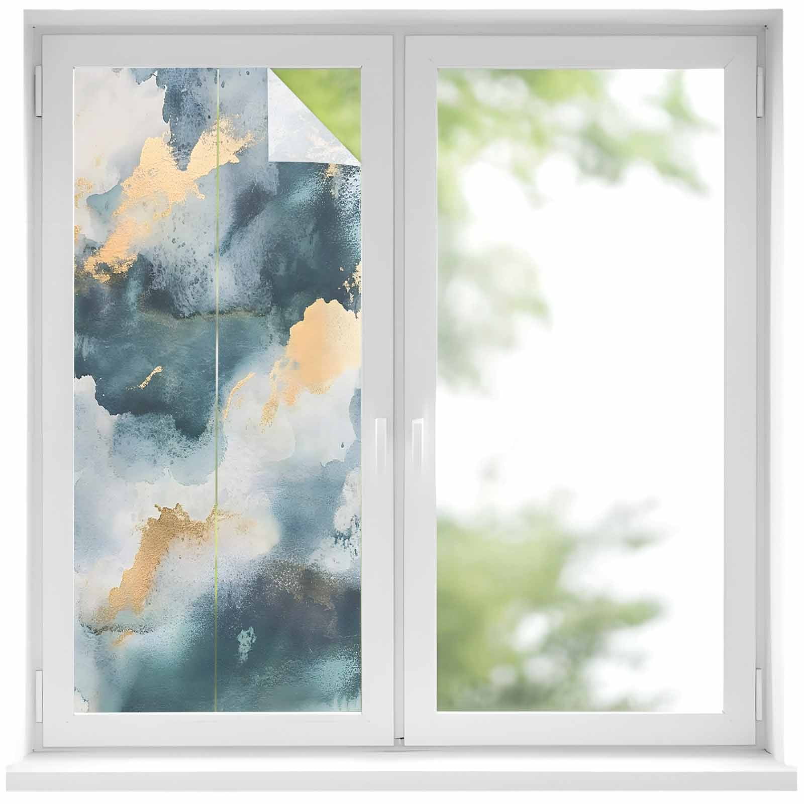Cloud Effect Window Privacy Film Modern Golden Green Marble Texture ...