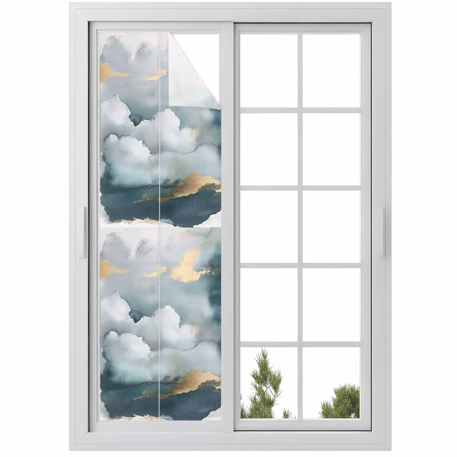 Cloud Effect Window Privacy Film Modern Watercolor Marble Texture ...