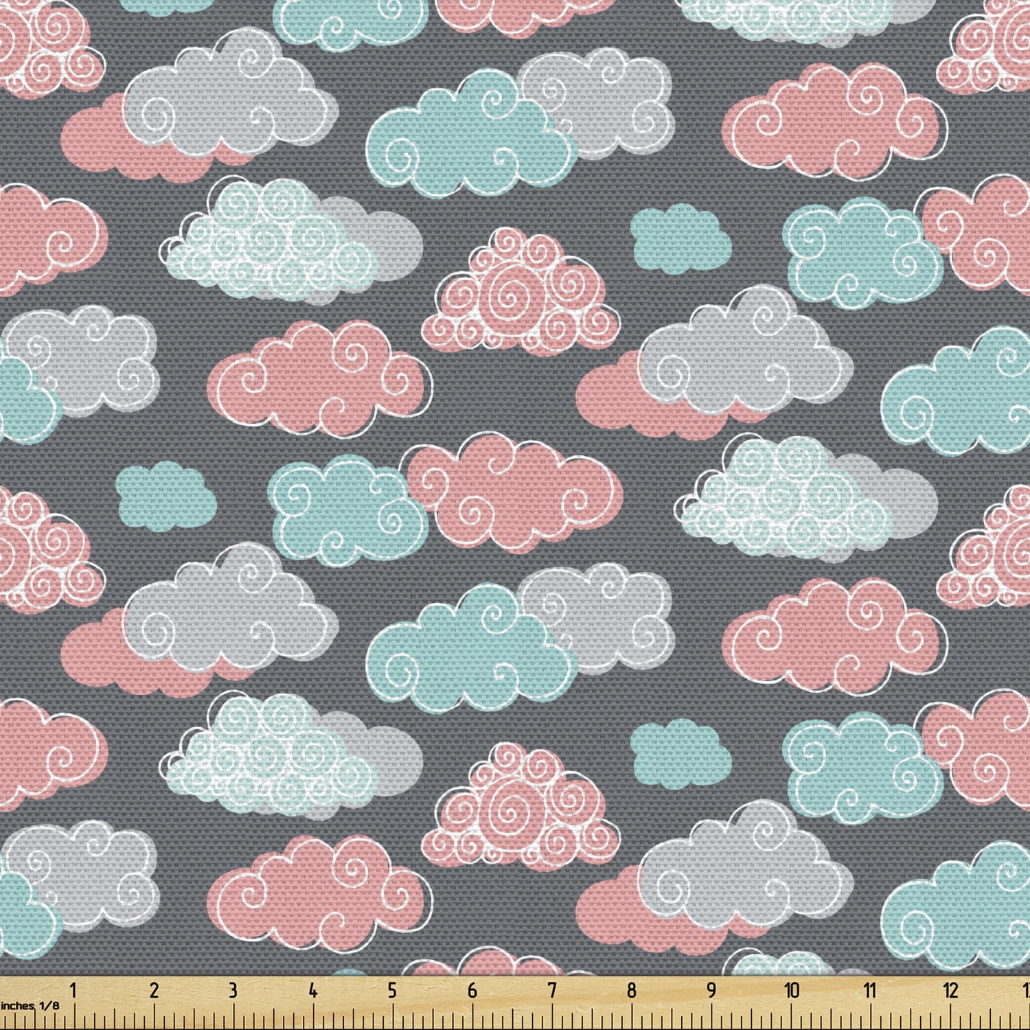 Ambesonne Cloud Fabric by the Yard Upholstery, Abstract Cloud, 1 Yard ...
