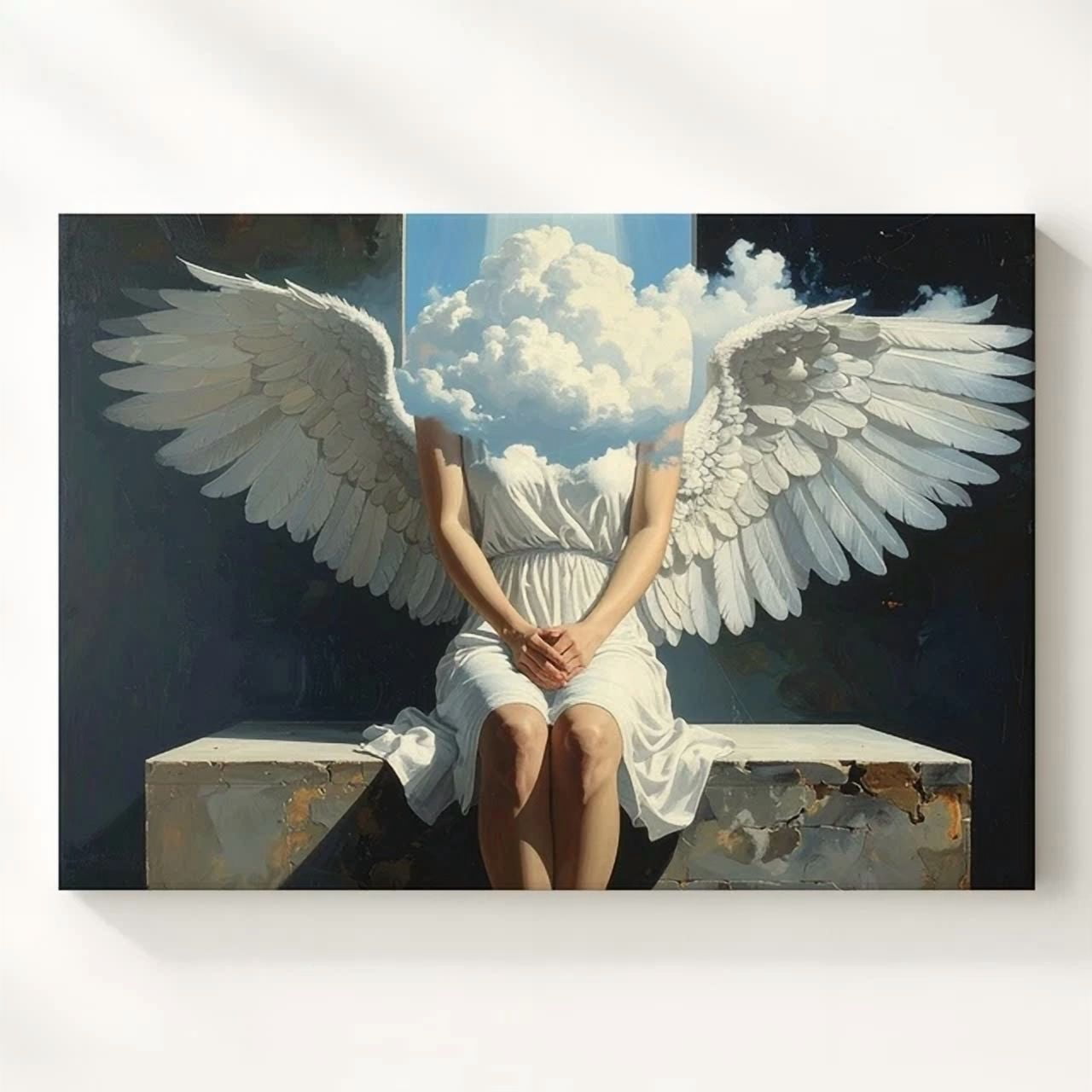 Cloud-Faced Angel Postersurreal Divine Serenity Wall Art Home Decor ...