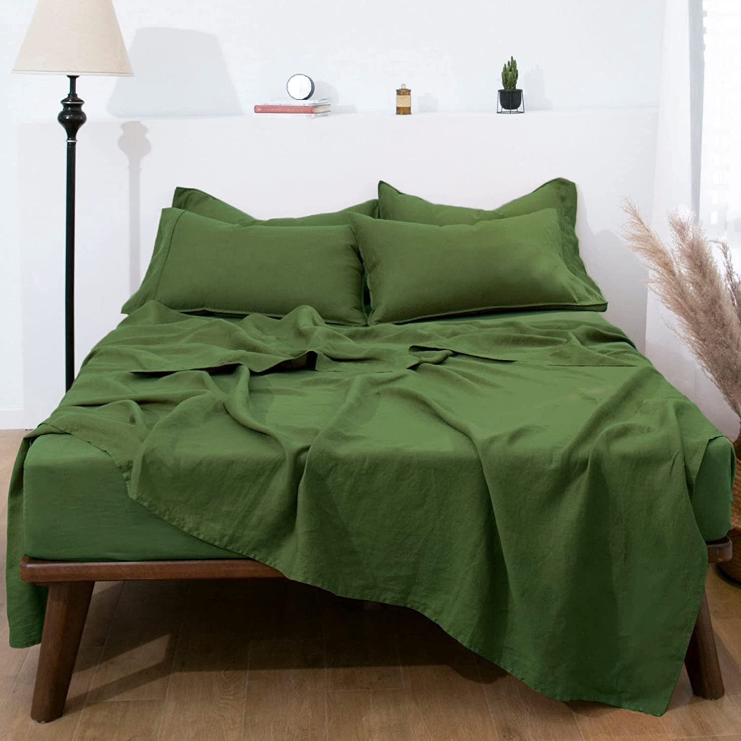 Cloud Fino 100% Pure Linen Sheet Set- 4 Piece Bed Sheet Set- 15" Deep ...