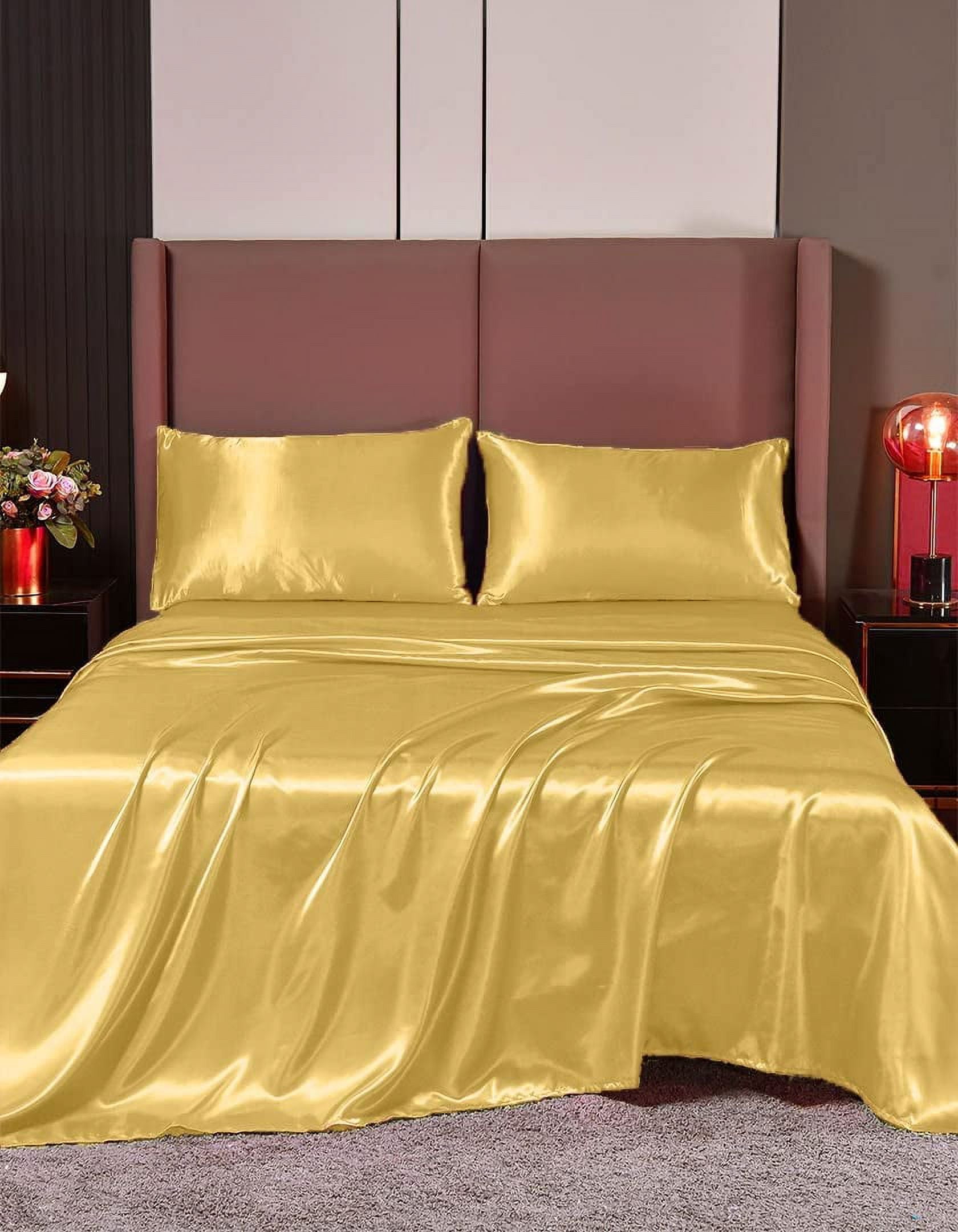 Cloud Fino 100% Pure Silk Satin Sheet Set 6pcs, Silk Fitted Sheet 20 ...