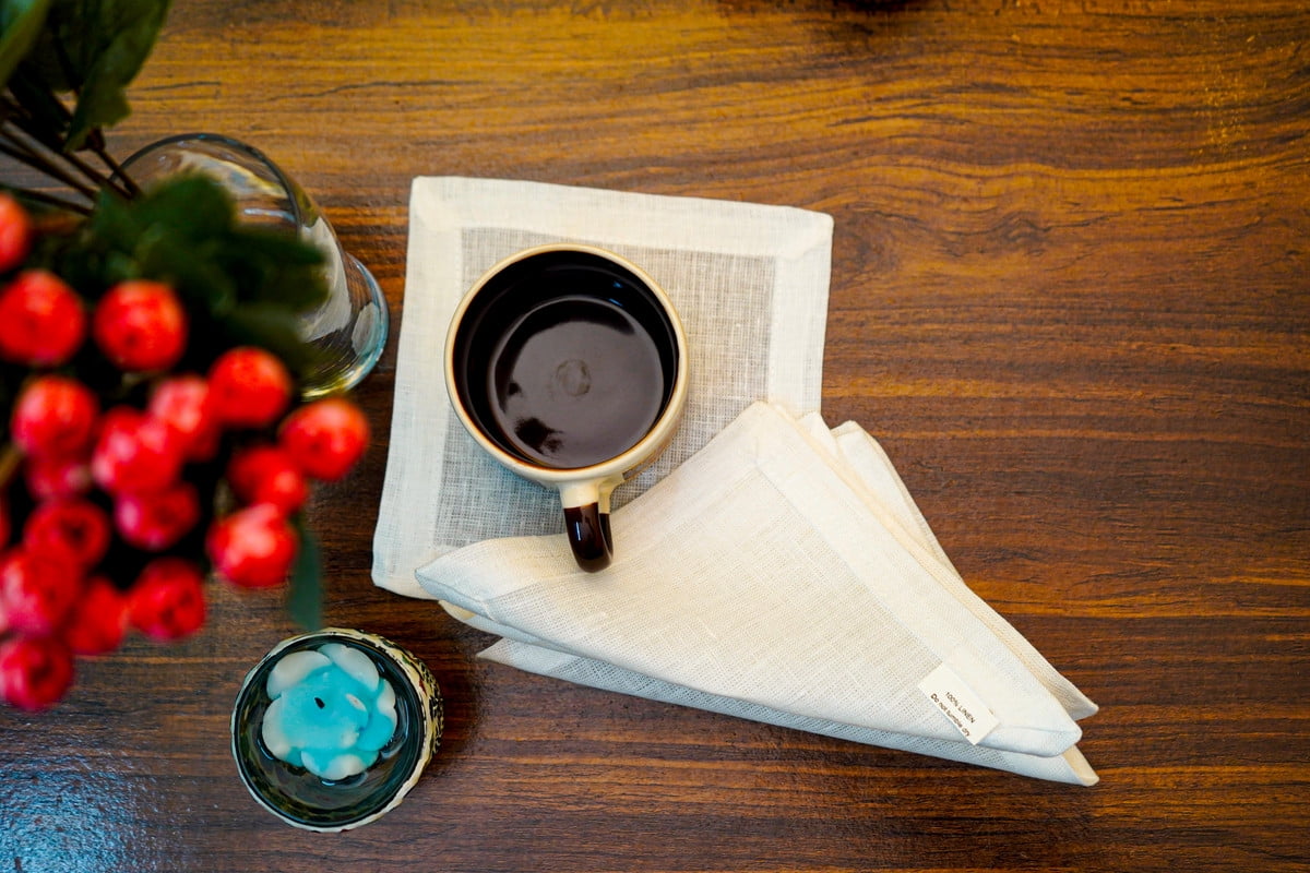 Cloud Fino Linen Cocktail Napkins (6x6 Set of 12), 100% French Flax ...